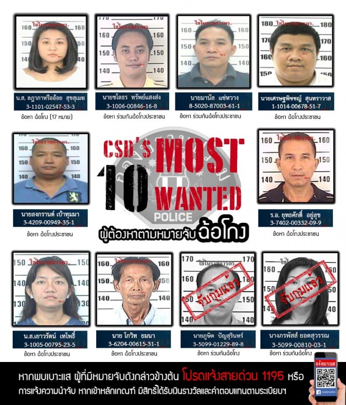 โฉมหน้า 10 หมายจับคดีฉ้อโกง"กองปราบ" หากทราบเบาะแสแจ้งด่วน! || Hatyaifocus.com